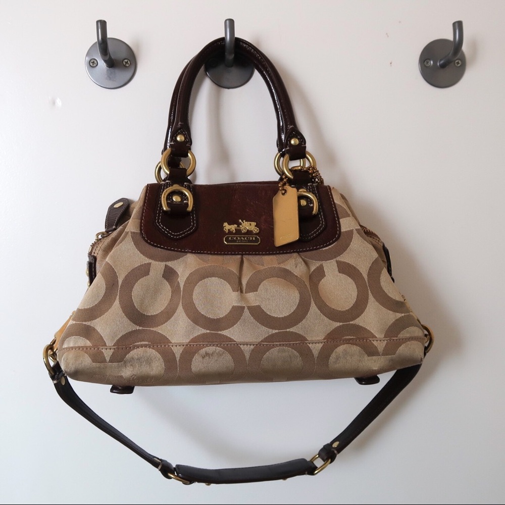 Coach Gold Signature C Logo Satchel Shoulder Bag - Gem